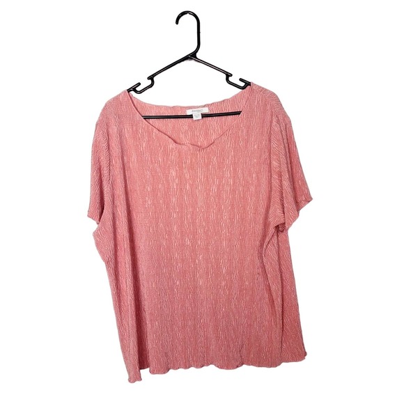 dressbarn | Tops | Dressbarn Pink Textured Crinkle Knit Short Sleeve ...